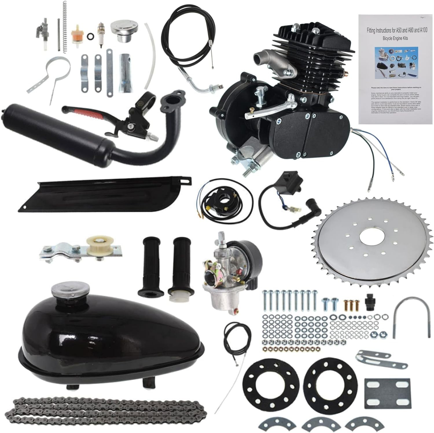 ALL-CARB Full Set Bike Bicycle Motorized 80cc 2 Stroke Petrol Gas Motor ...