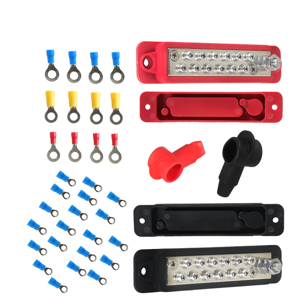 ALL-CARB Pair Black & Red 12 Point Busbar Bus Bar Power Distribution Block 180A 12V DC - Walmart.com