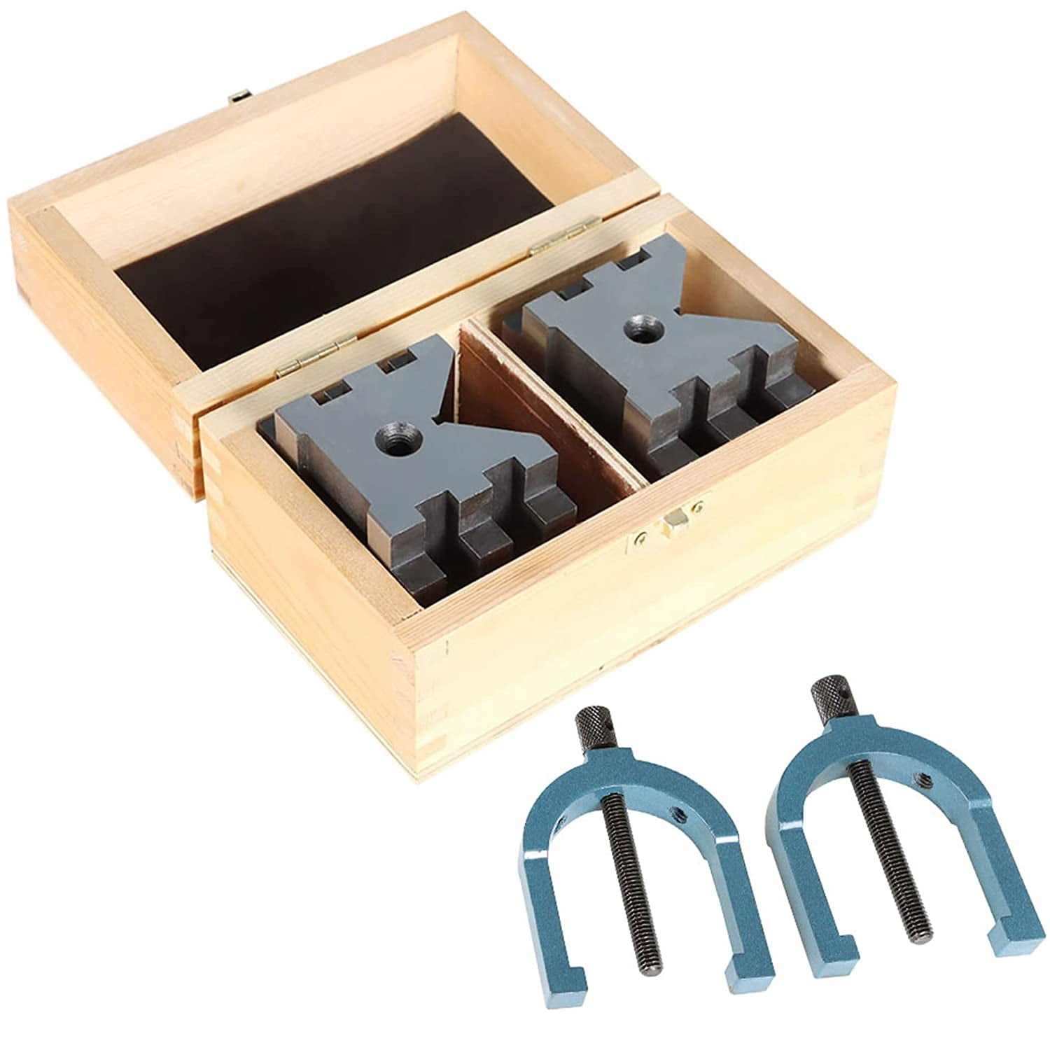 ALL-CARB V Block Set with Clamp Hardened Steel 90 Degree Angle ...