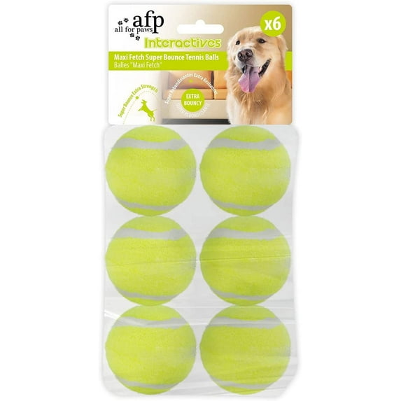 ALL FOR PAWS Interactive Super Bounce Tennis Balls Dog Toy, Pet Safe ...