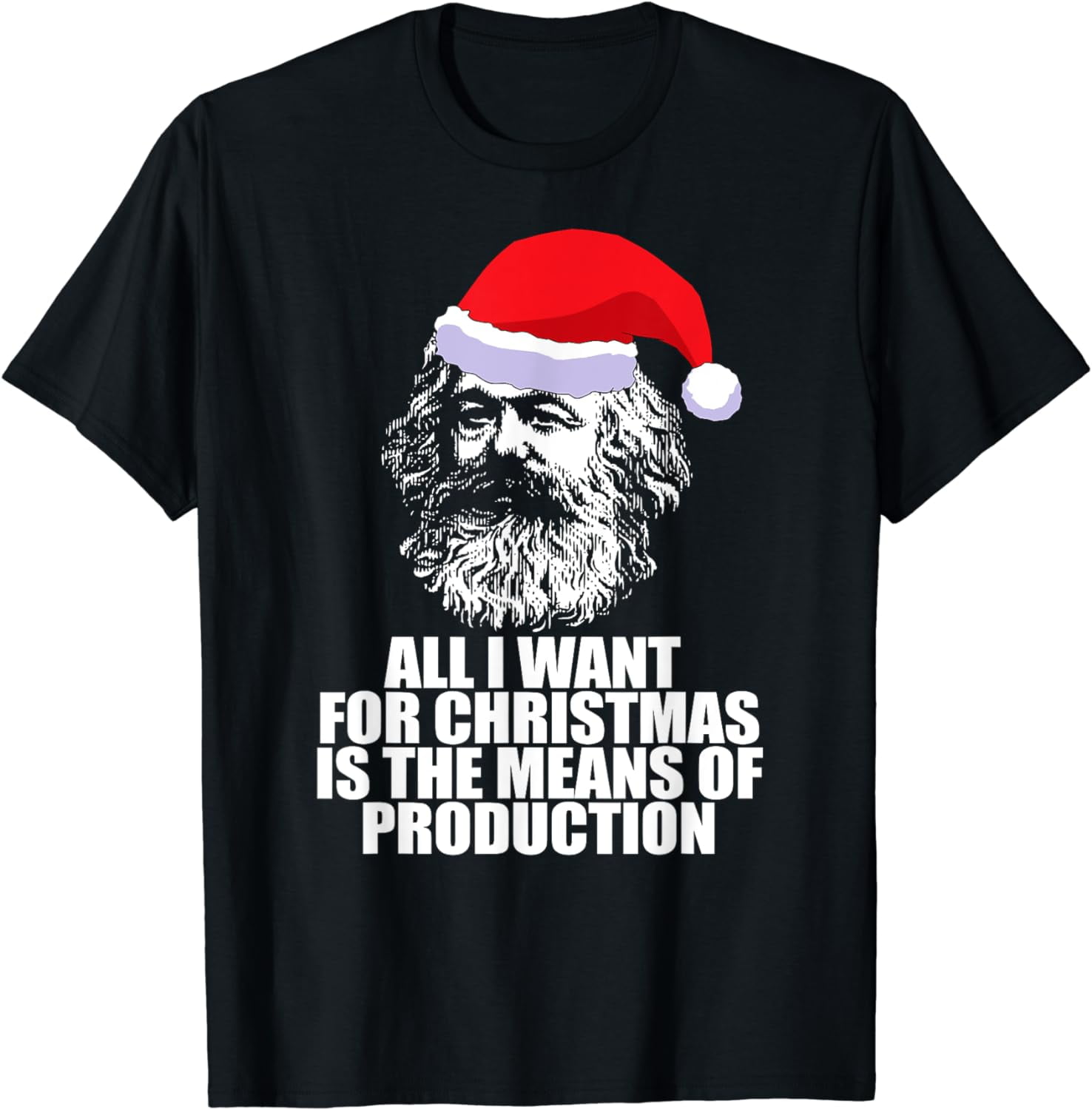 ALL I WANT CHRISTMAS MEANS OF PRODUCTION Marx Funny Meme T-Shirt ...