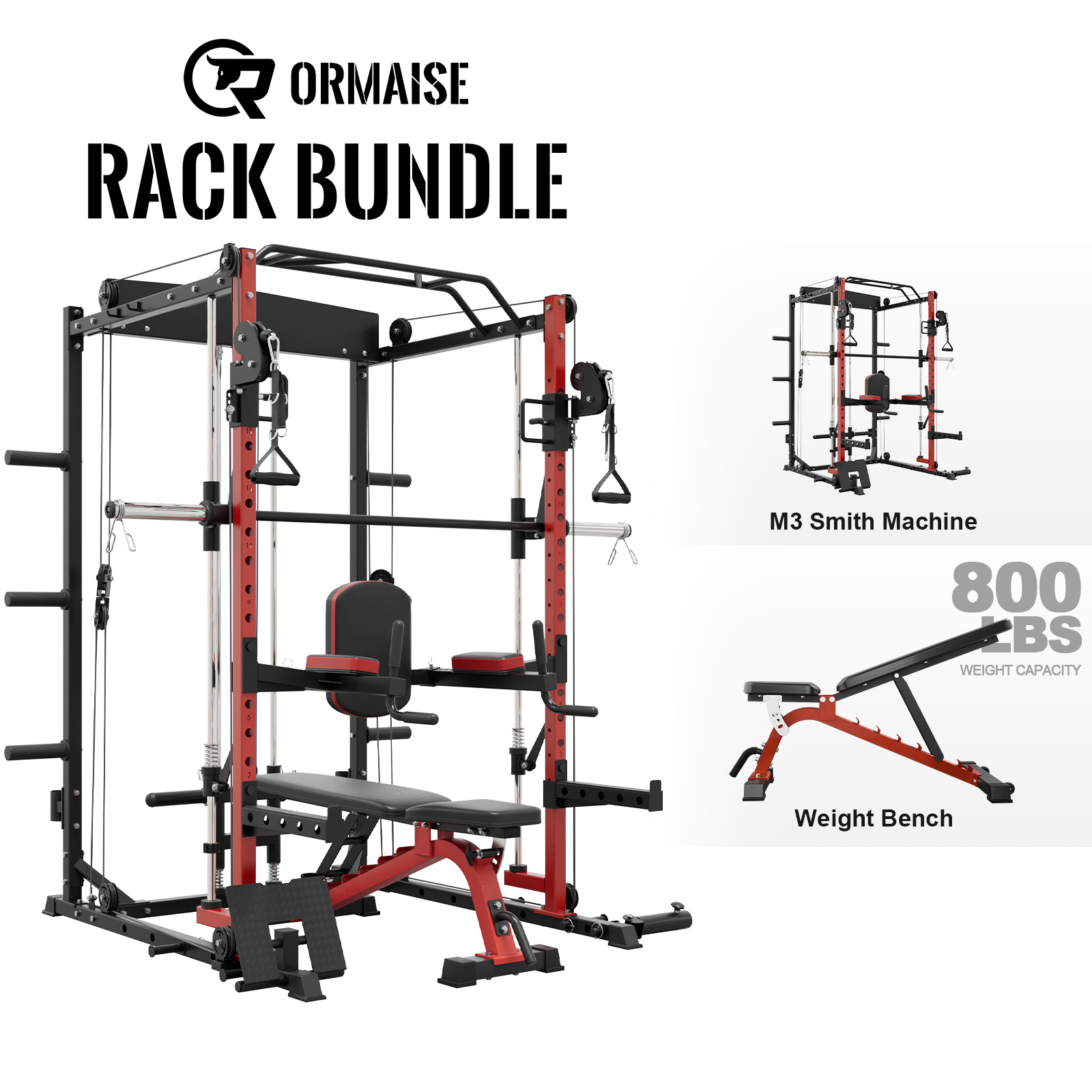 ALL-IN-1 Smith Machine with 2000 Pounds Capacity, Squat Rack with LAT ...