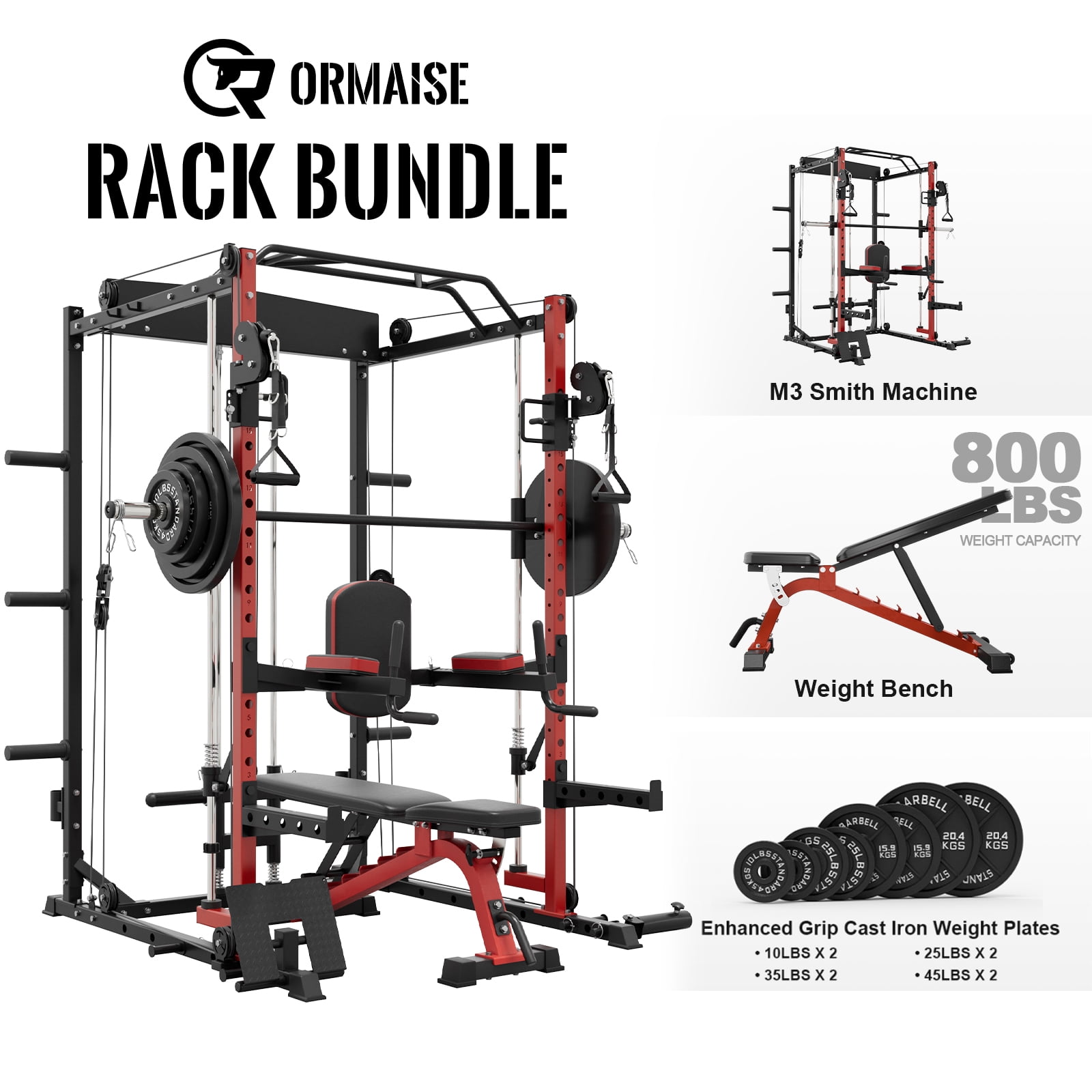 ALL-IN-1 Smith Machine with 2000 Pounds Capacity, Squat Rack with LAT ...