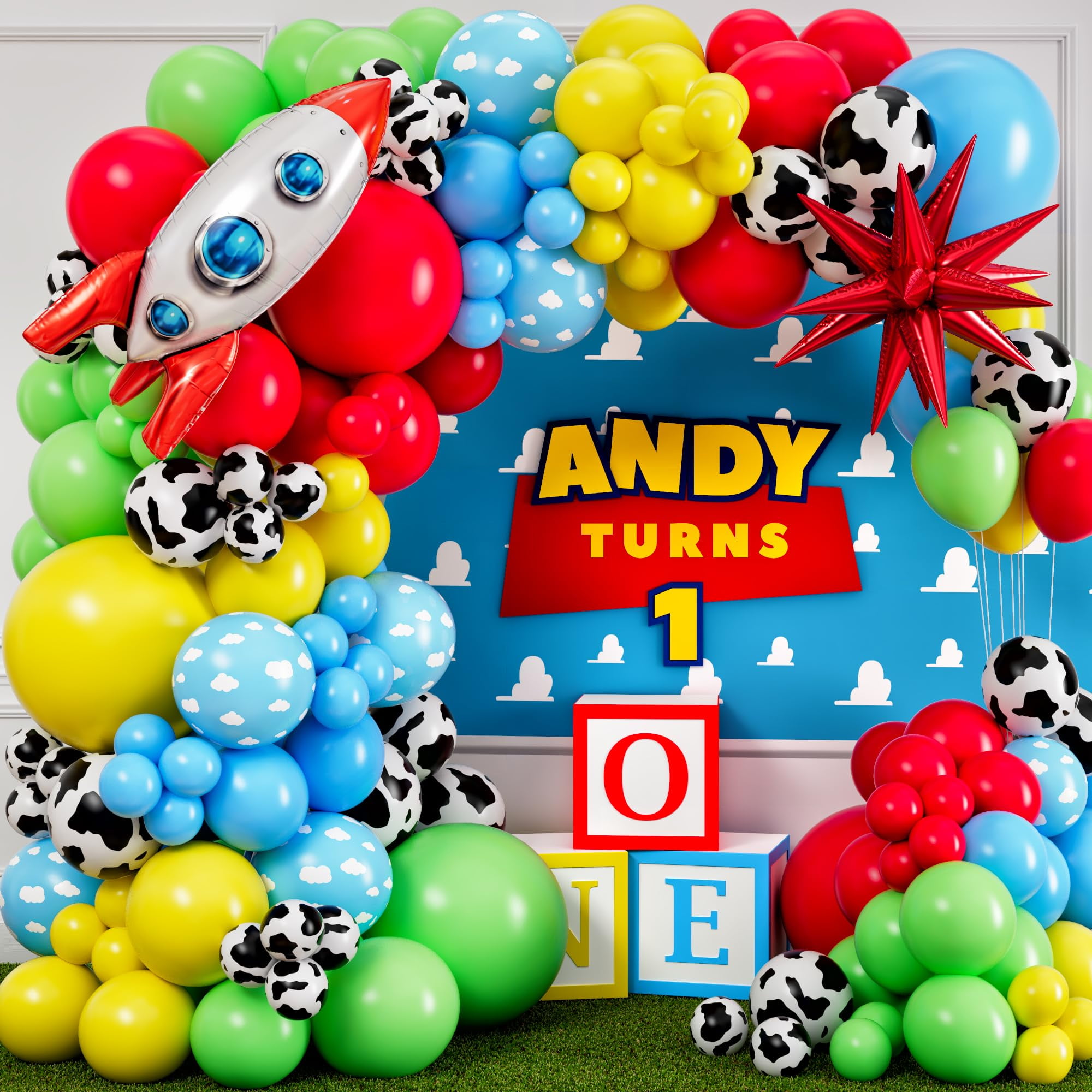 ALL-IN-1 Toy Inspired Story Balloons Arch Kit H2FSDwith Starburst ...