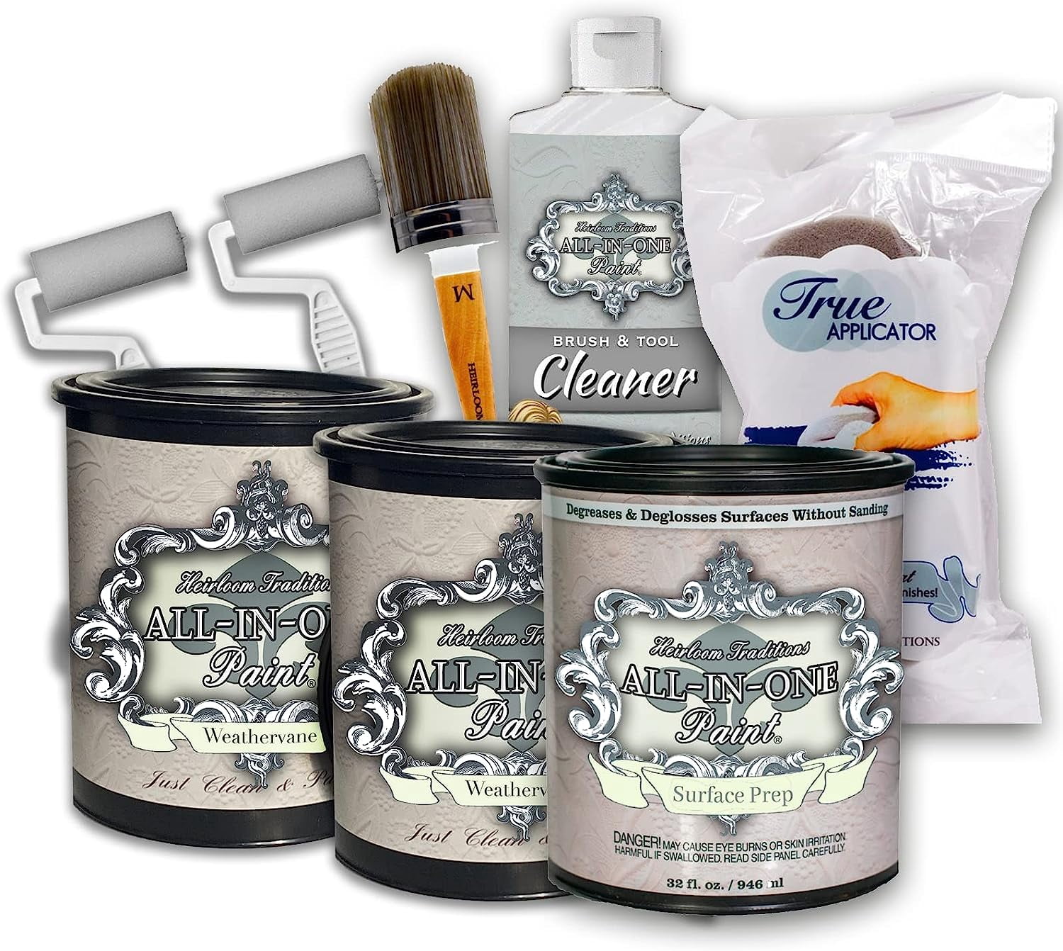 ALL-IN-ONE Paint by Heirloom Traditions, 2 Quart Cabinet Paint Bundle ...