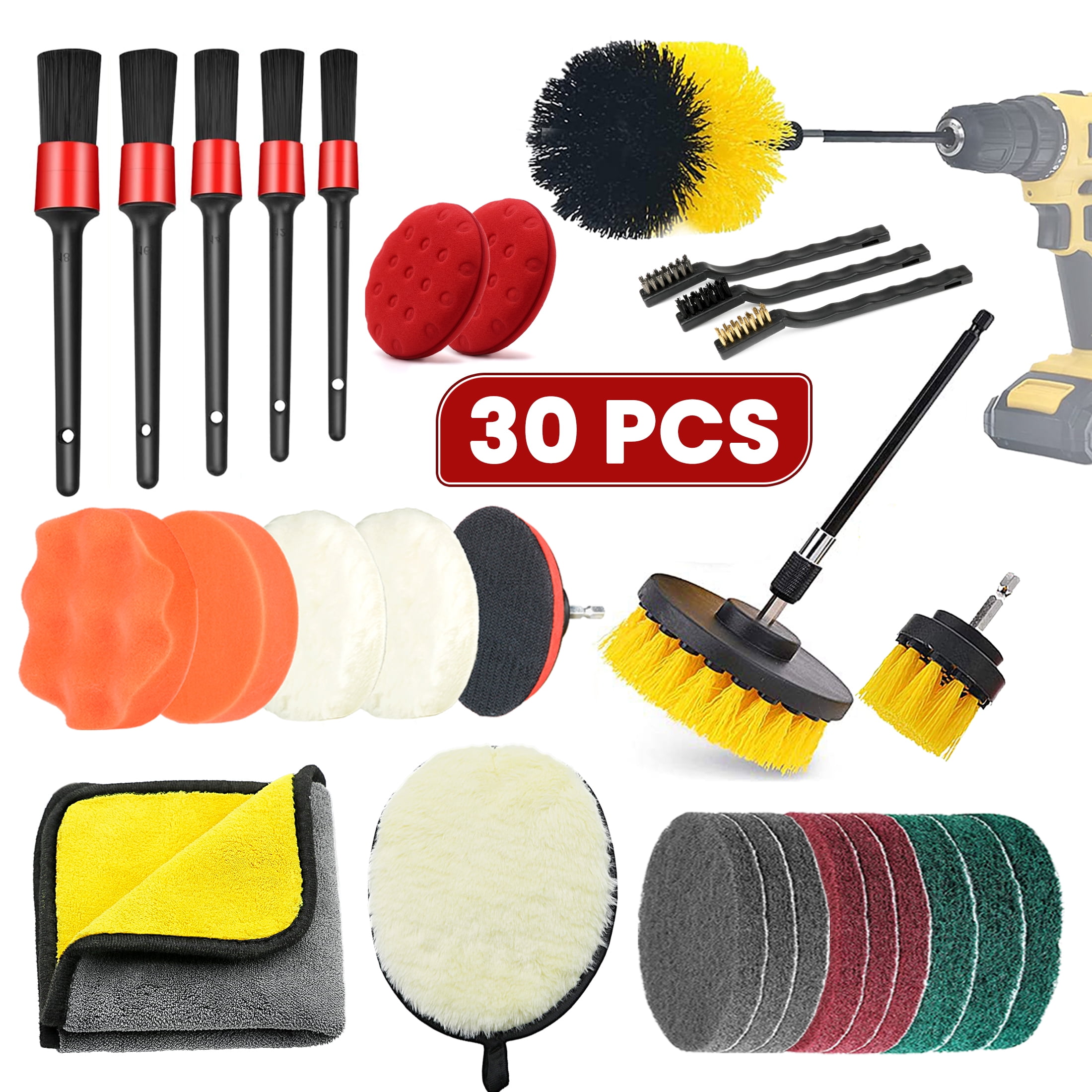 ALL4DETAIL 30Pcs Car Wash Cleaning Tools Kit,Car Detailing Brushes ...