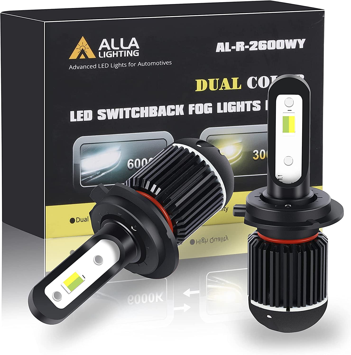 ALLA Lighting H7 Switchback LED Fog Lights Bulbs Super Bright 5200 ...