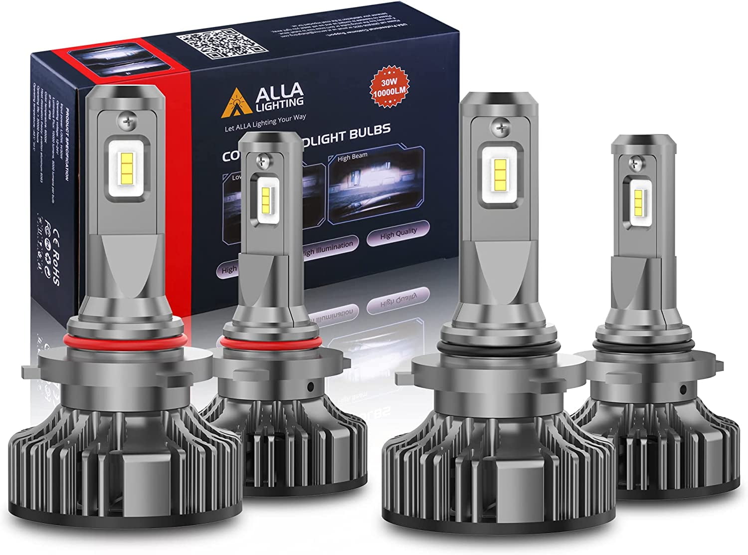 ALLA Lighting TS-CR Headlights Combo 9005 9006 LED Bulbs Extremely Super Bright HB3 High Beam ...