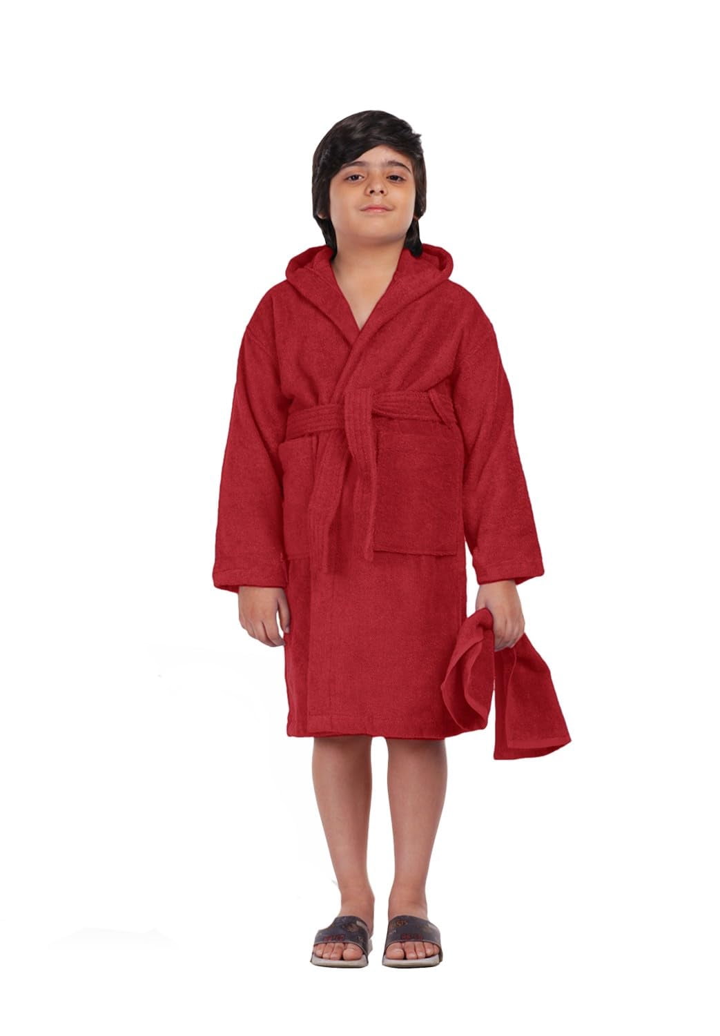 ALLEN & MATE 100% COTTON Hooded Kids Bathrobe – 380 GSM, Safety ...