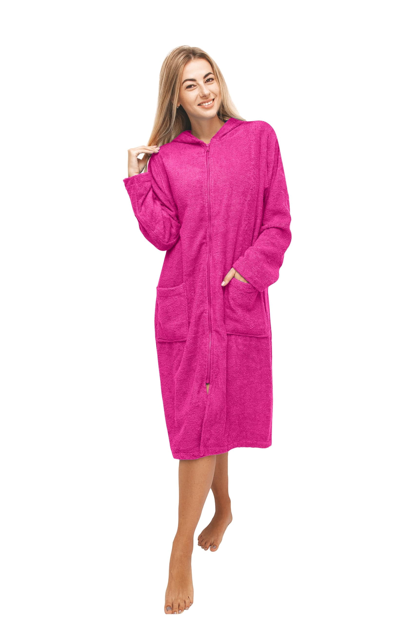 ALLEN & MATE 100% COTTON Unisex Hooded Bathrobe with Zip - 380 GSM ...