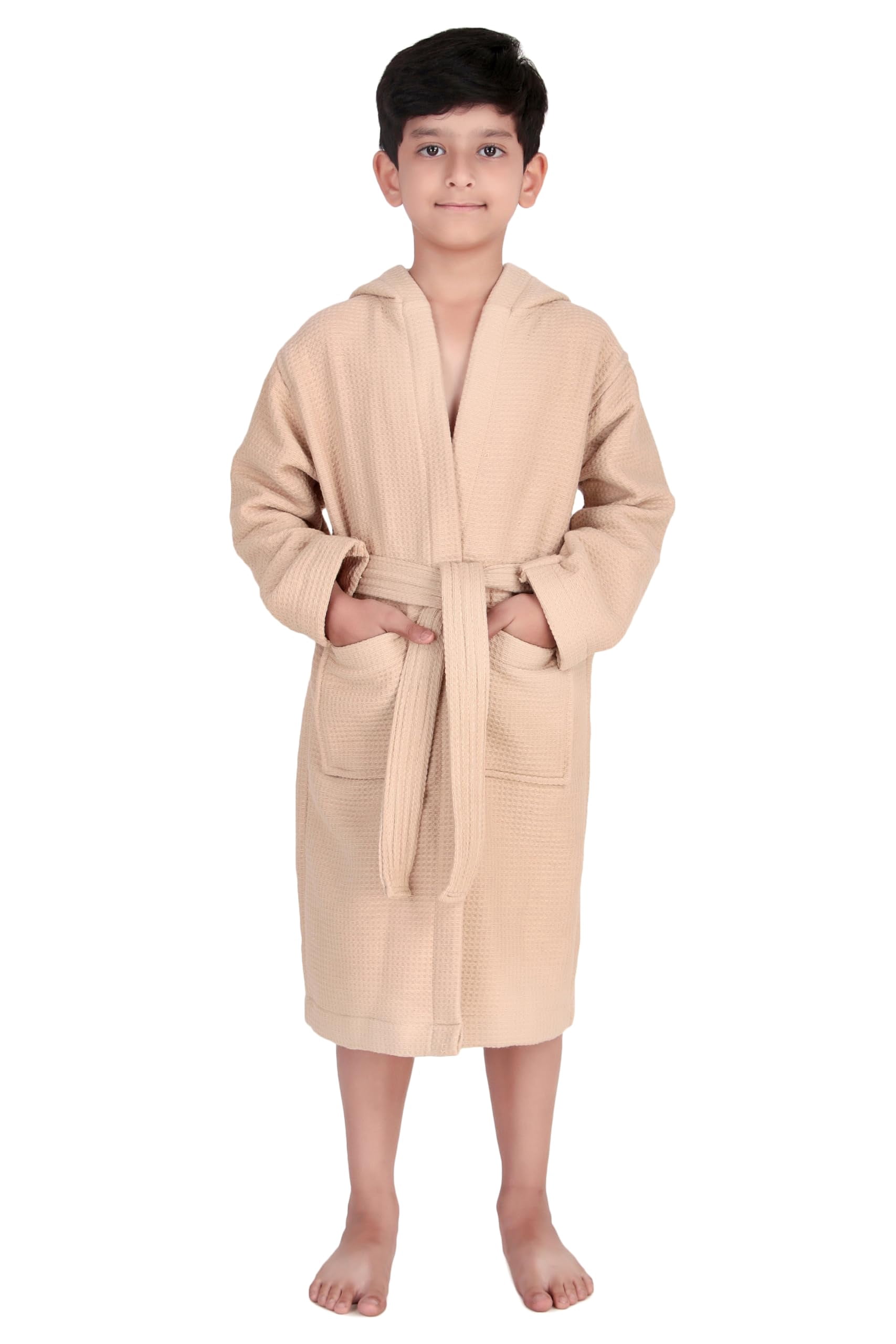 ALLEN & MATE 100% Cotton Waffle Hooded Kids Bathrobe – Safety Certified ...