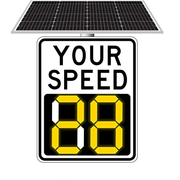 ALLEXCENT Solar Powered Radar Speed Sign LED Display, Pole Mount Radar ...