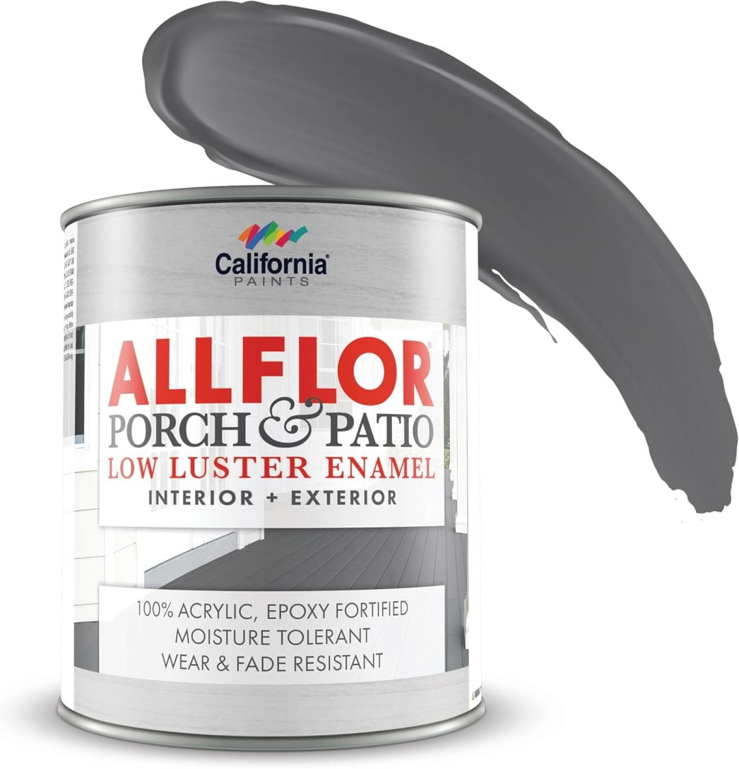 ALLFLOR Porch, Patio and Floor Enamel Paint, Battleship Gray, 1 Quart ...