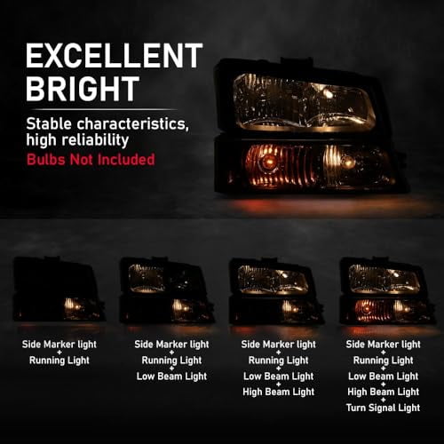 ALLGOOD Headlights, Compatible with 2003-2006 Chevy Silverado 1500 2500 ...