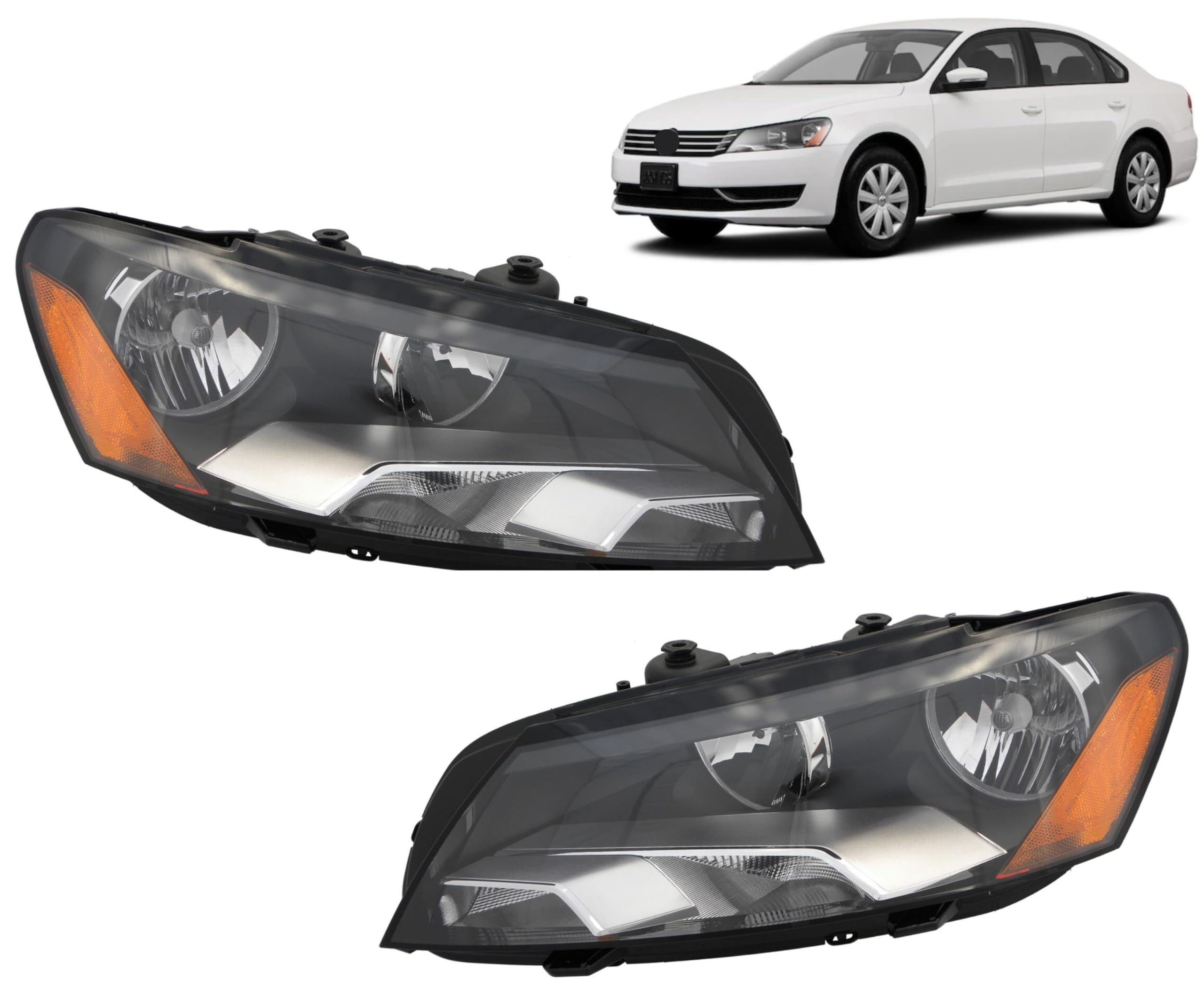 ALLIGATOR AUTO LIGHTS Headlamps Compatible with Volkswagen Passat 2011 ...