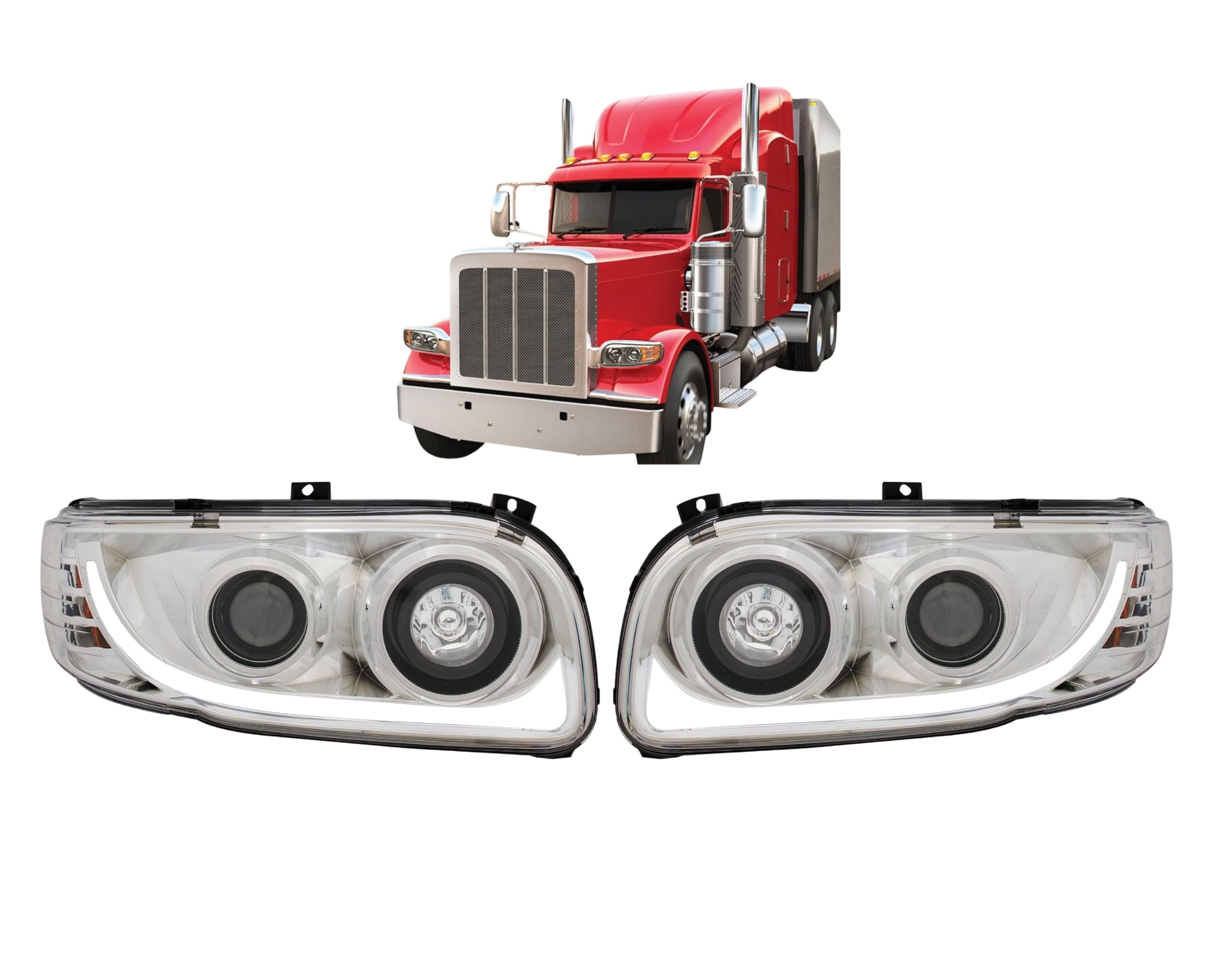 ALLIGATOR AUTO LIGHTS Replacement For Peterbilt 389 2006-2023 Headlight Assembly Set With Bulb ...