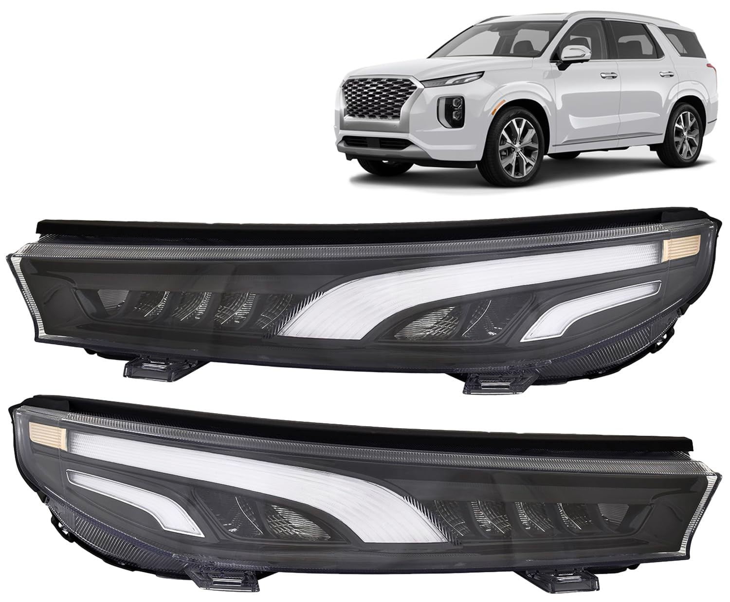 ALLIGATOR AUTO LIGHTS Replacement for Hyundai Palisade 2020-2022 LED DRL Daytime Running Light ...