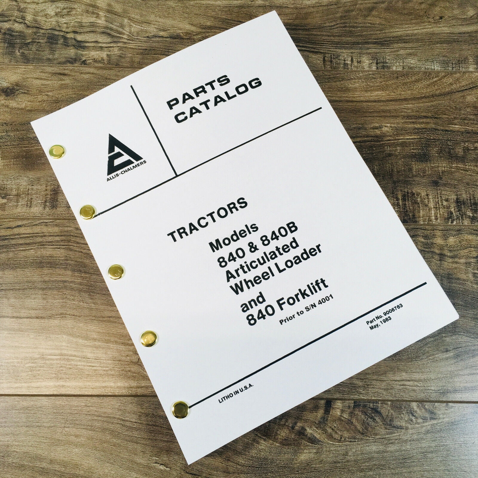 ALLIS CHALMERS MODEL 840 840B ARTICULATED WHEEL LOADER PARTS MANUAL ...
