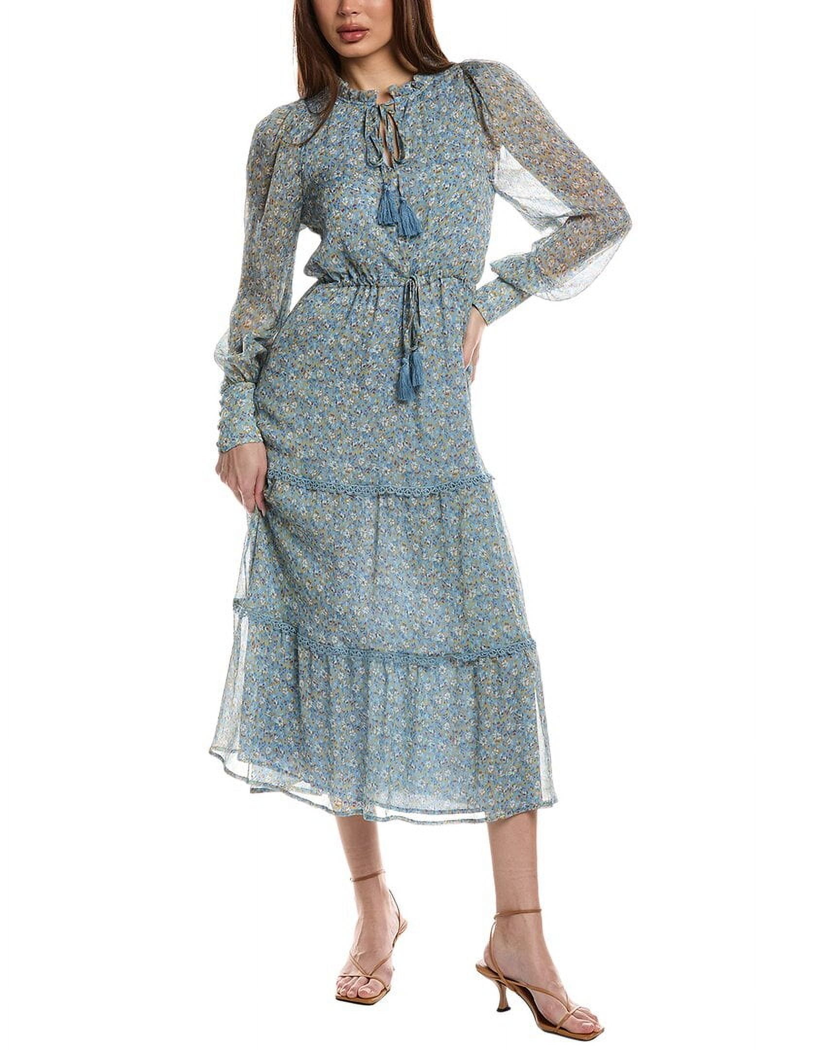 ALLISON womens Tiered Midi Dress, m, Blue - Walmart.com