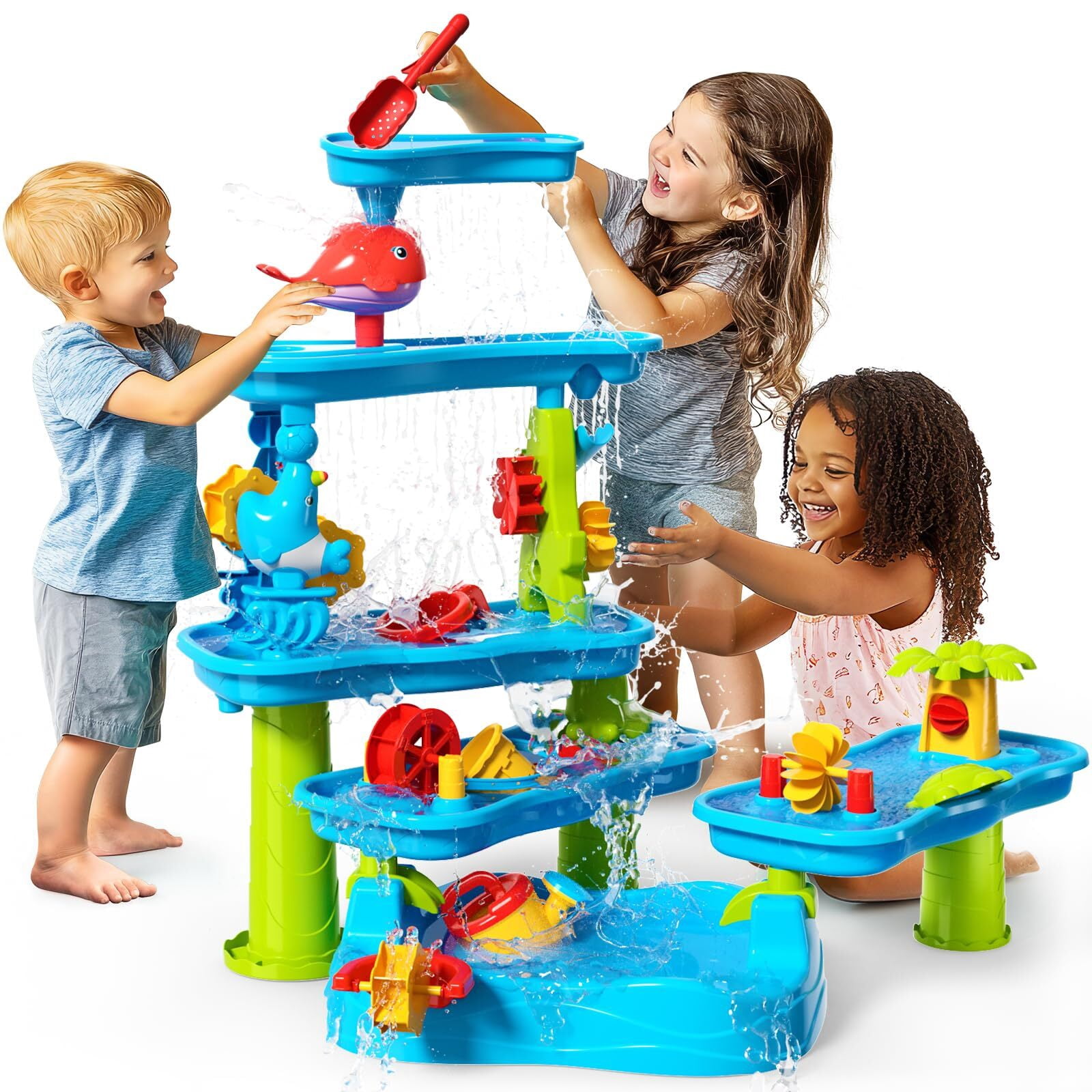 ALLJOY 13PCS Kids Beach Sand Toys - Children’s Summer Plastic Bucket ...