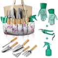 ALLJOY Garden Tools Set with Tote and Gloves, 9-Piece Heavy Duty ...