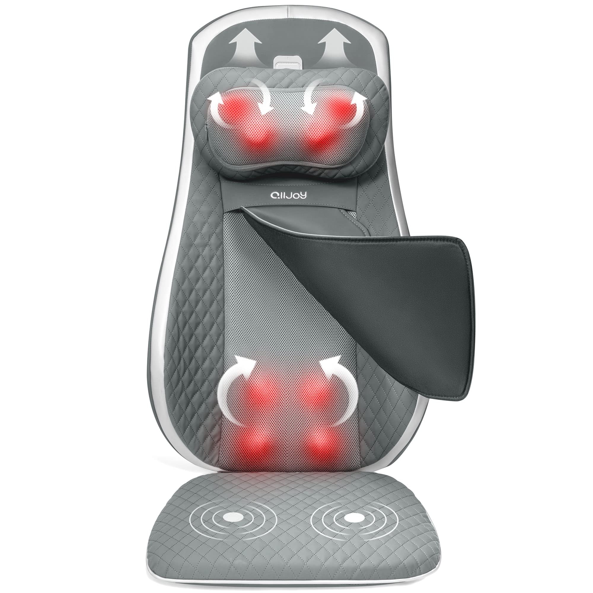 Alljoy Back Chair Massager Pad Shiatsu Kneading Office Chair Back Massager Back Massager