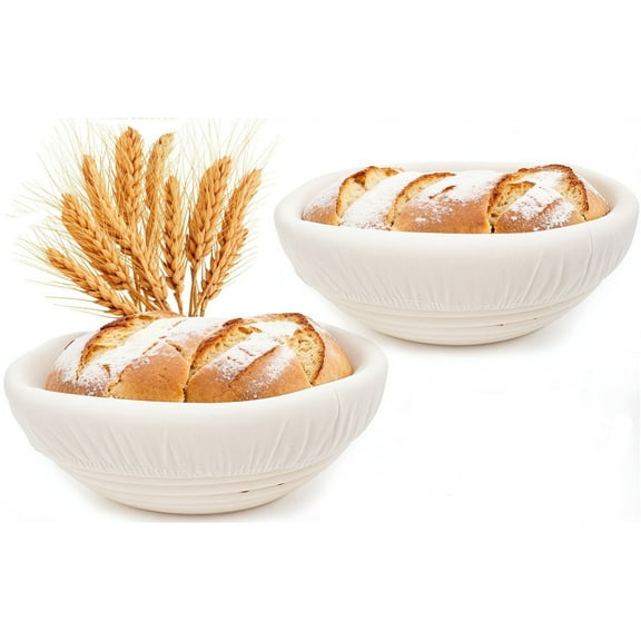 Sourdough Proofing Basket Gift Set, Round 9" & Oval 10" Banneton ...