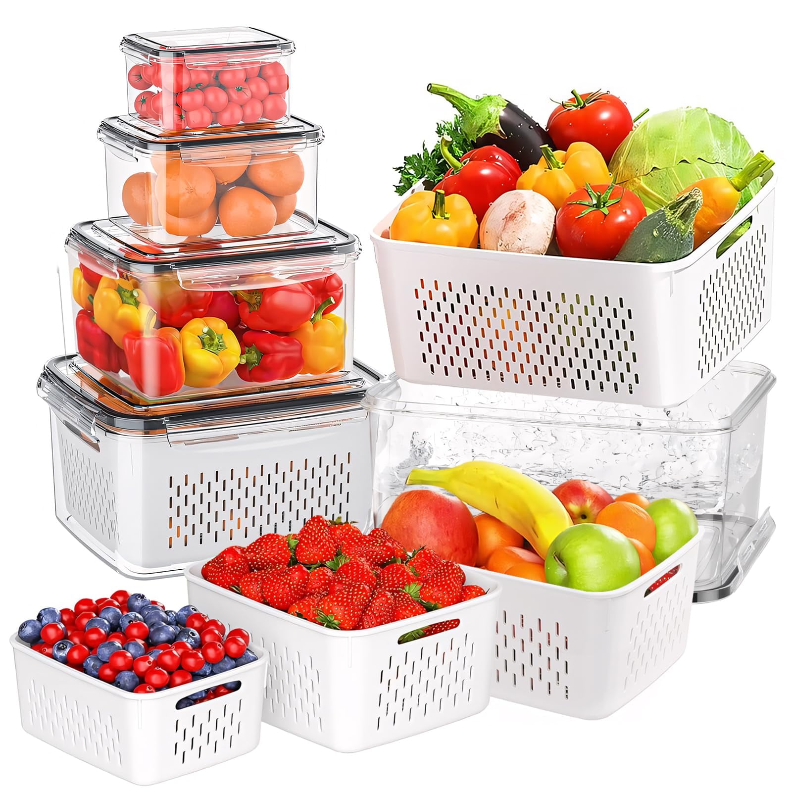 ALLJOY 4 Pack Fridge Organizer Bins with Lids, Food Storage Containers ...