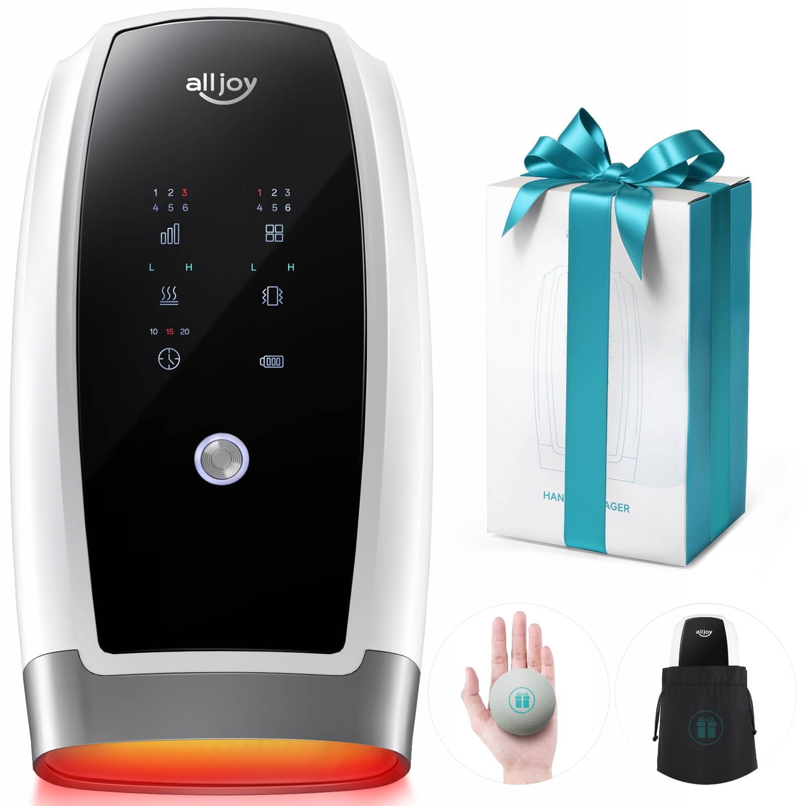 ALLJOY Hand Massager with Heat and Compression, 6 Levels Pressure Point Therapy Massager for ...