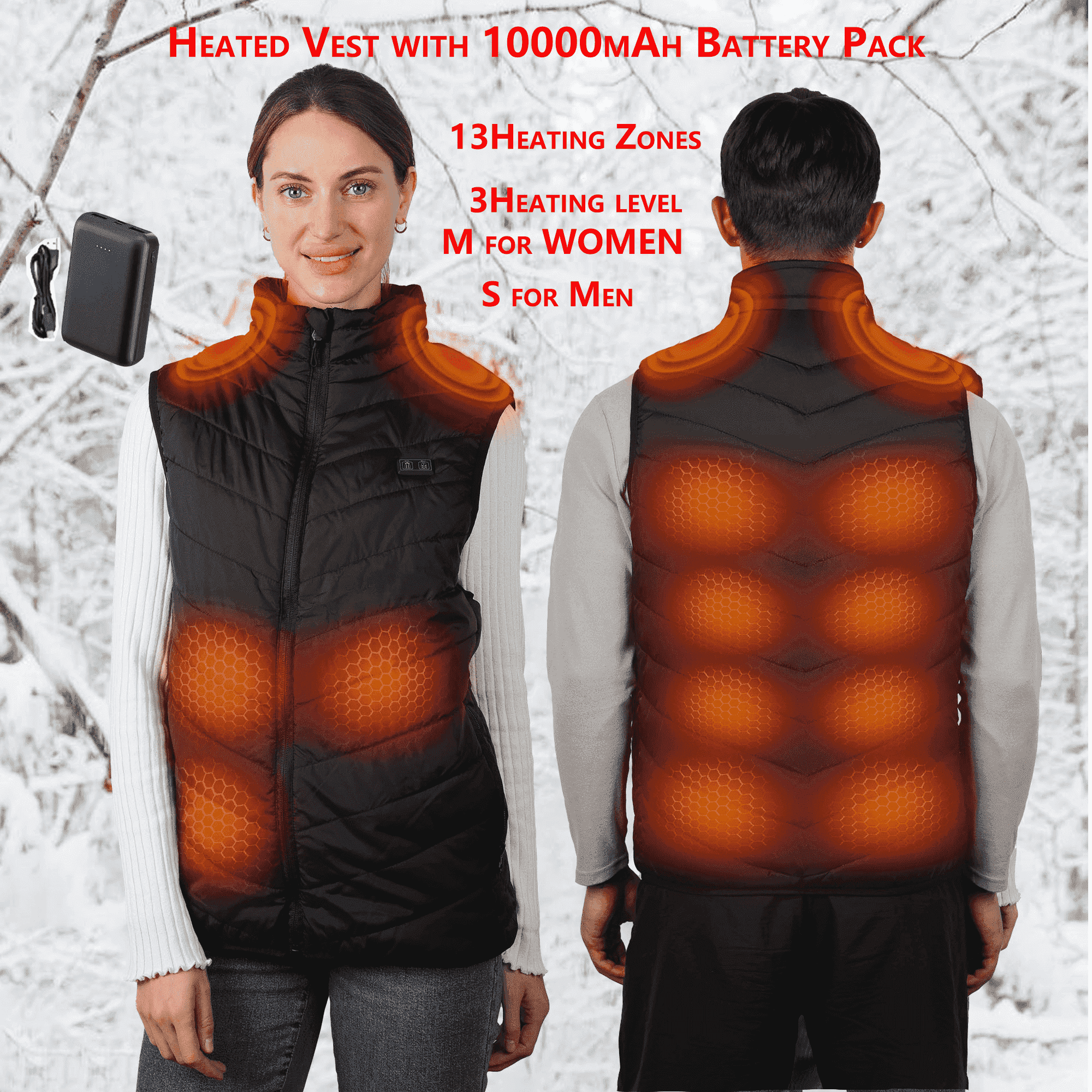 ALLJOY Unisex Heated Vest with Power Bank, USB Rechargeable, Washable ...