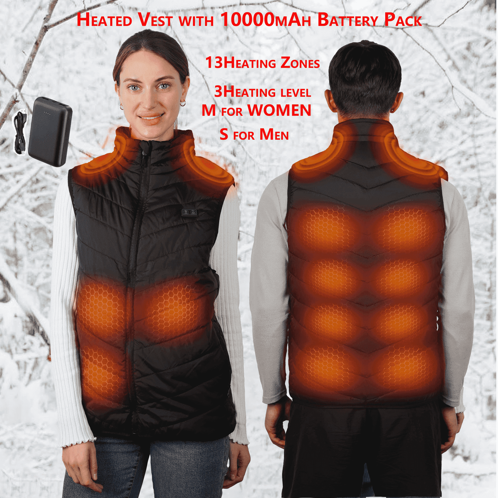 ALLJOY Unisex Heated Vest with Power Bank, USB Rechargeable, Washable ...