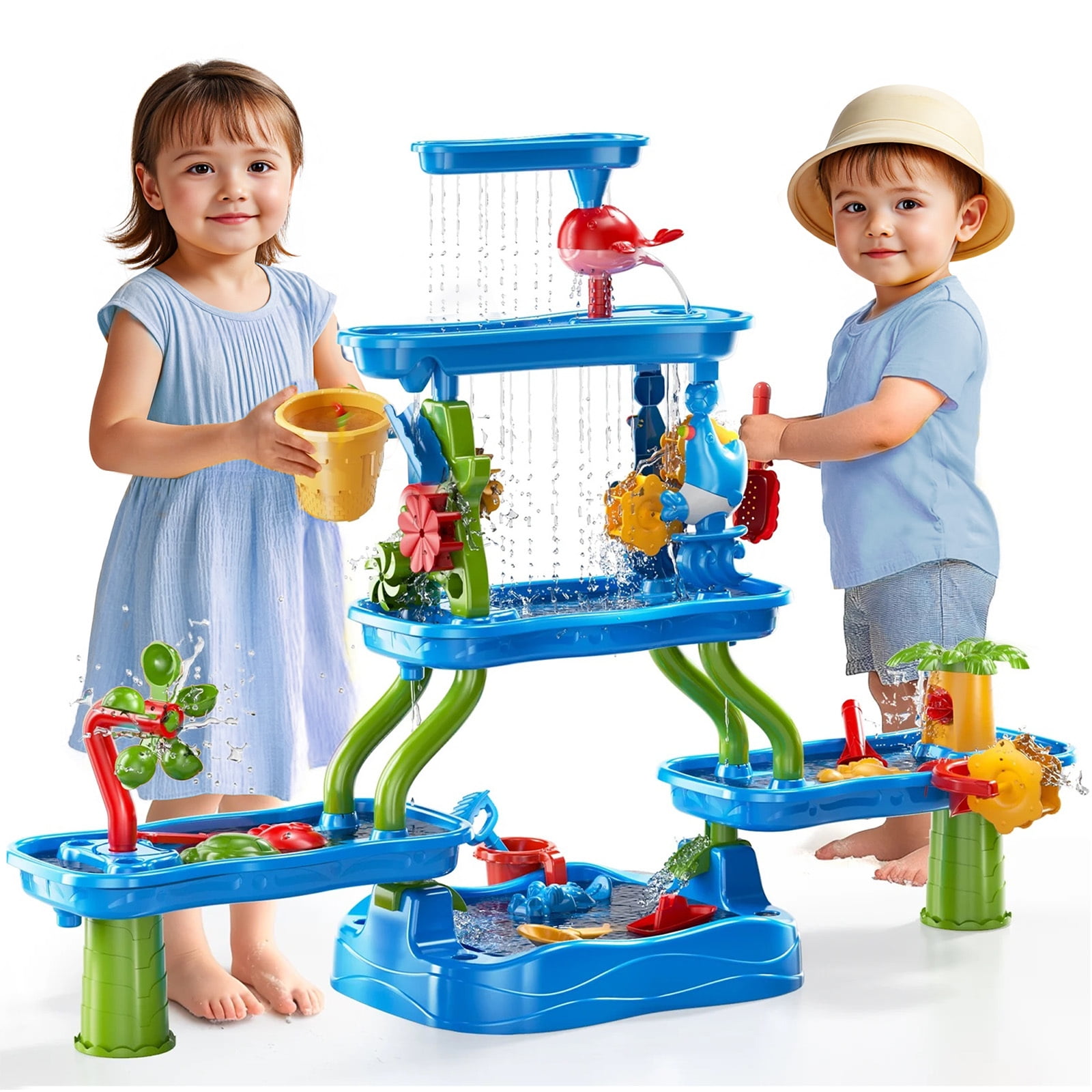 ALLJOY 5-Tier Water Table for Toddlers 1-3 4-8, Outdoor Toys Sand ...