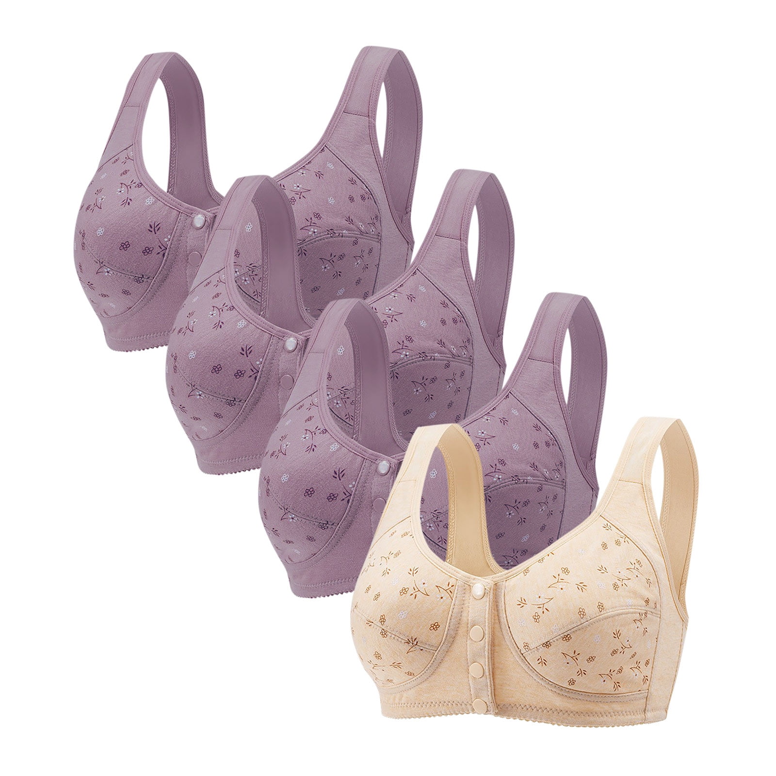 ALLLIST 4 Pack Womens Bras No Underwire Front Closure Plus Size Nursing ...