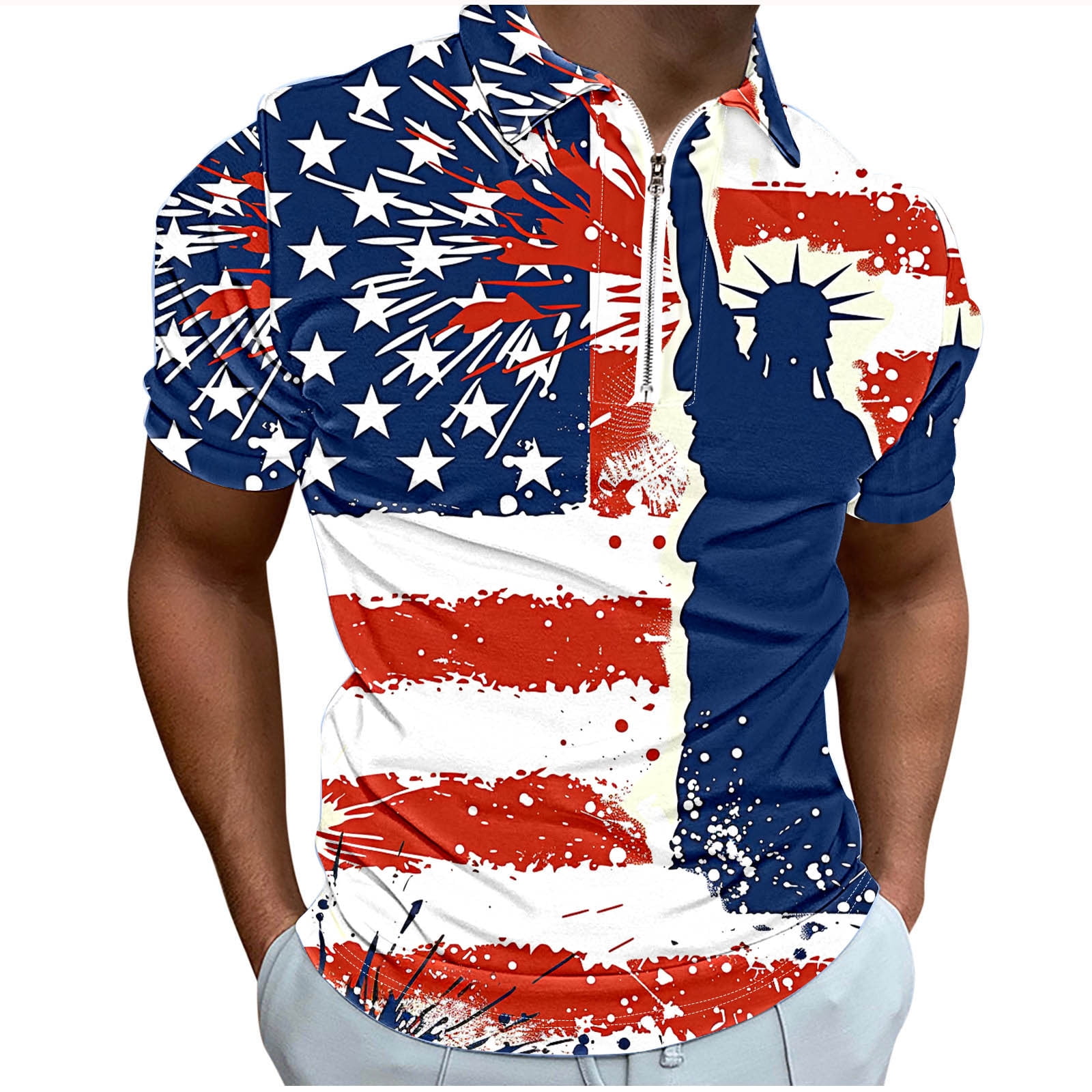 ALLLIST Blue Cute Summer Tops for Men Short Sleeve Collared ...