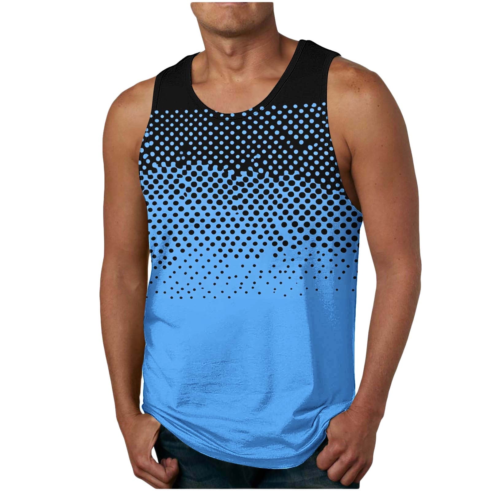 ALLLIST Blue Tank Tops Men Cotton Summer Pullover Comfy Color Block ...