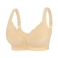 ALLLIST Bras Women Front Closure Wireless Lace Nursing Bras Beige Comfy Push up Plain Bras for ...