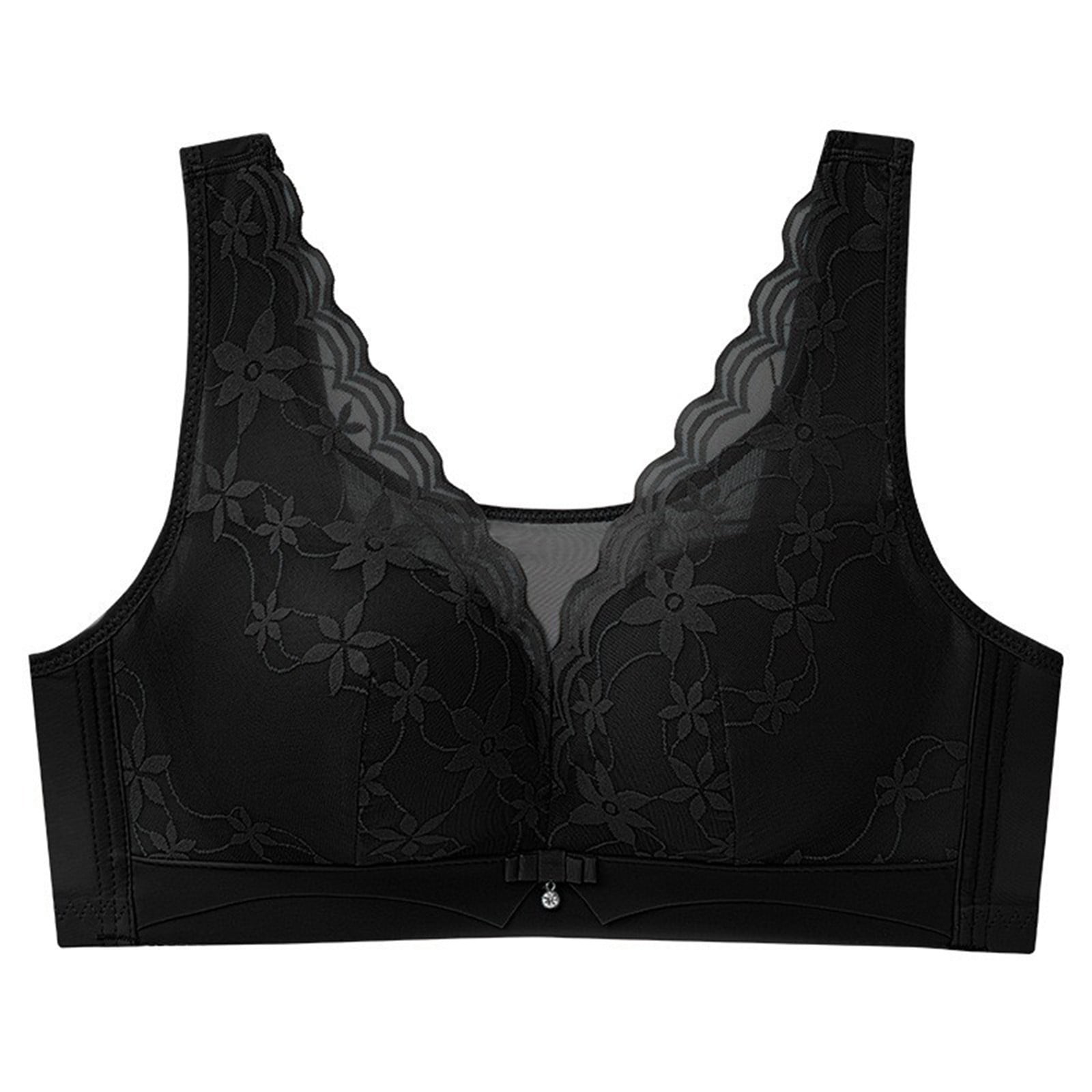ALLLIST Bras for Women Lace Wireless Push up Bralette Comfy Black Plian ...