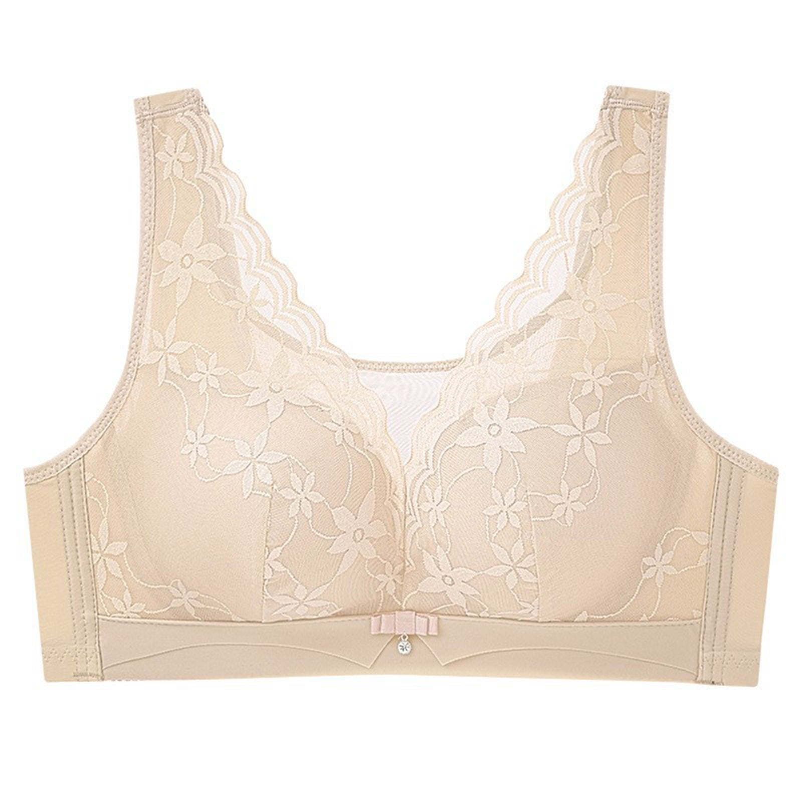 ALLLIST Bras for Women Wireless Plus Size Lace Bralette Push up Beige Plian Full-Figure Ladie's ...