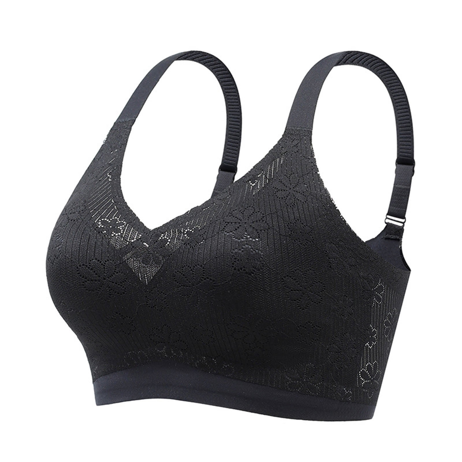 ALLLIST Full Coverage Womens Bras Push up Wirefree Bralette Solid Lace ...