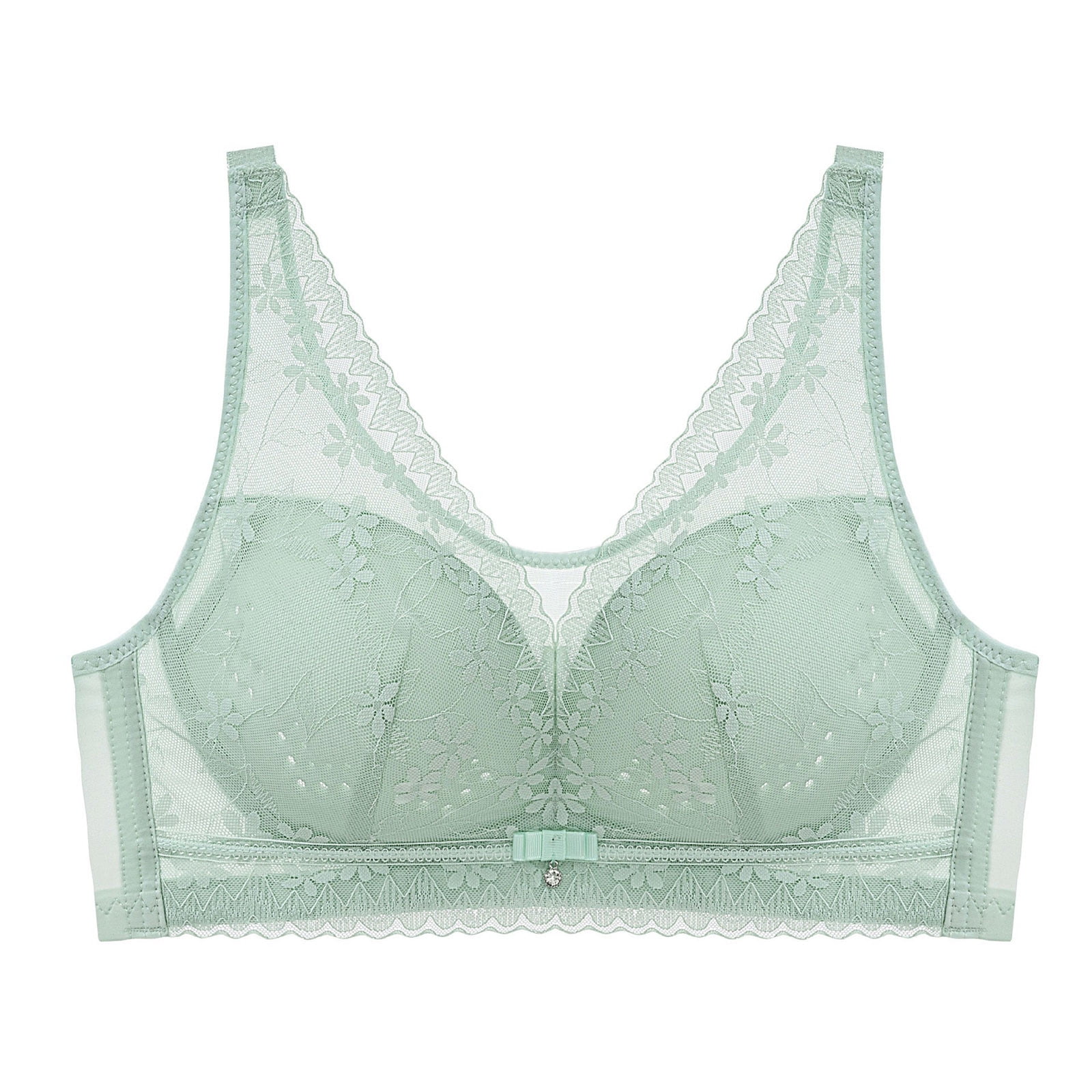 ALLLIST Green Underwear for Women Lace No Wire Bras See Through Plian Full-Figure Womens ...