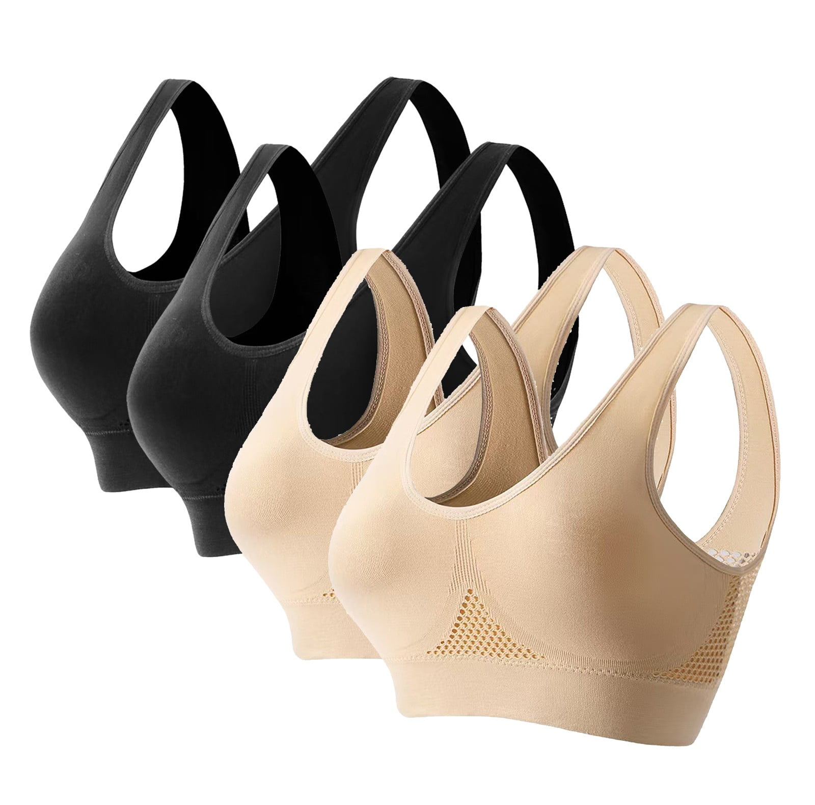 ALLLIST High Impact Women Sports Bras Padded 4 Pack Bralette Plain Soft ...