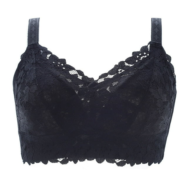 ALLLIST Lace Bras for Women Plus Size Wirefree Bralette Black Lift ...