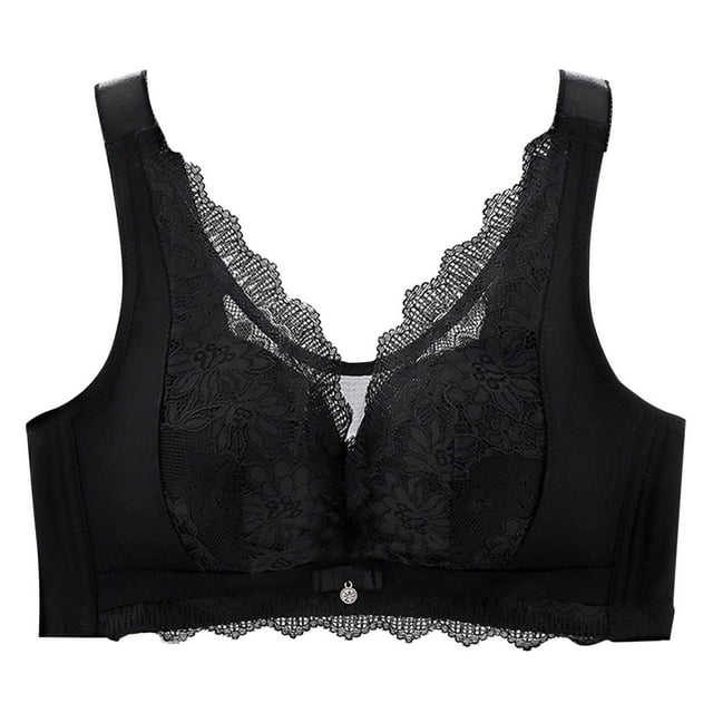 ALLLIST Lace Womens Bras Full Coverage Wireless Lingerie Plain Black ...