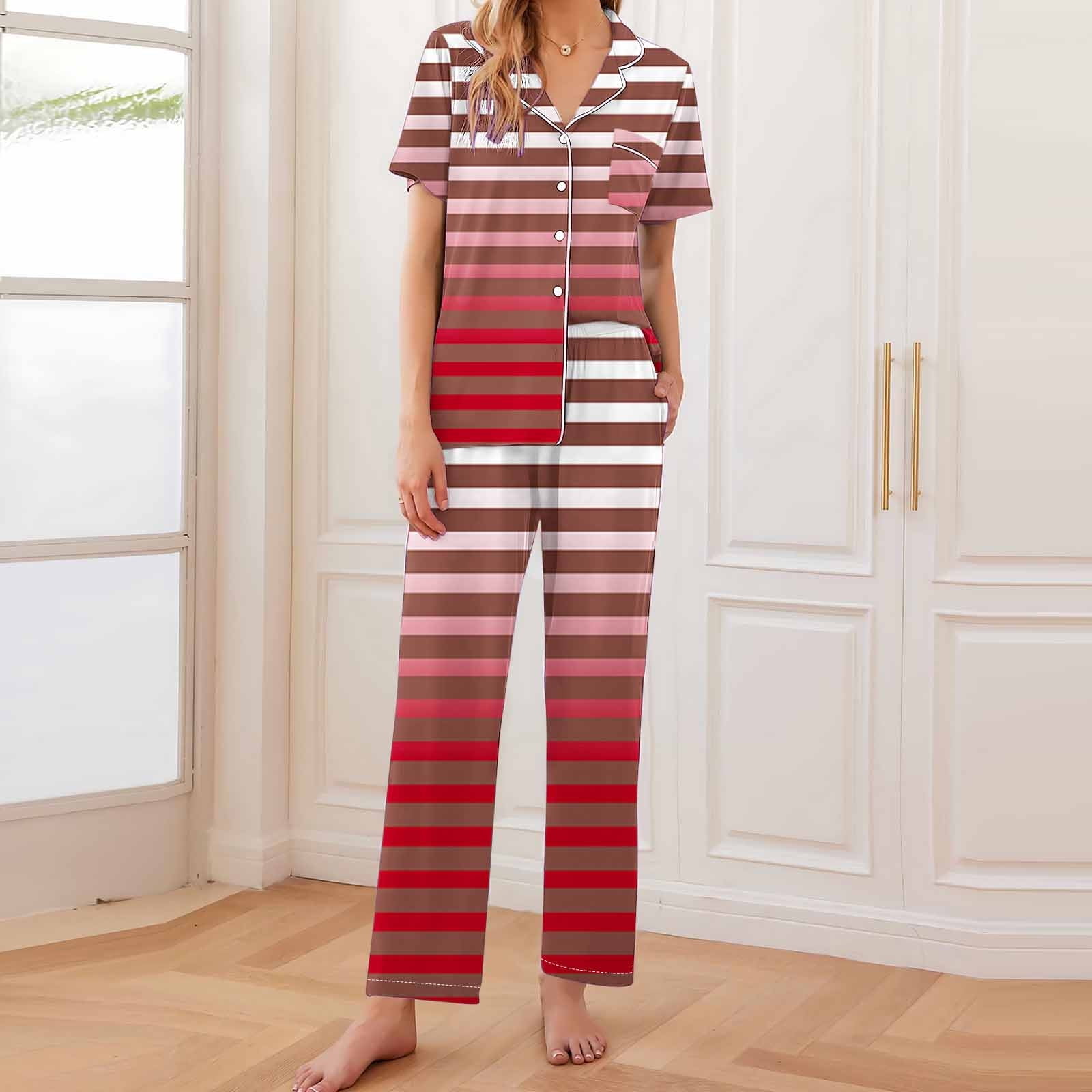 ALLLIST Ladies Pajamas Set Silk Long Sleeve with Pants 2 Piece Outfits ...