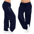 ALLLIST Low Rise Women's Pants Elastic Waist Lounge Pants Solid Blue ...
