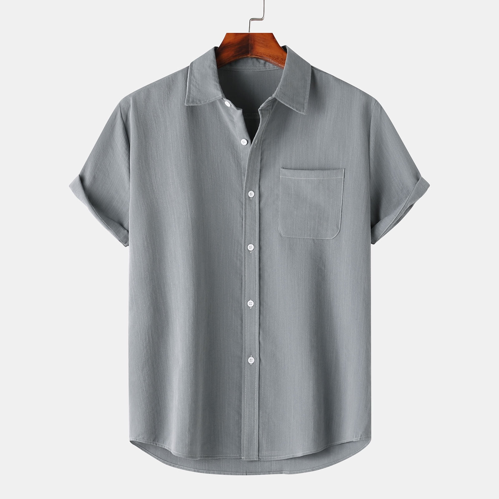ALLLIST Mens Shirts Short Sleeve Collared with Pockets Button Down ...