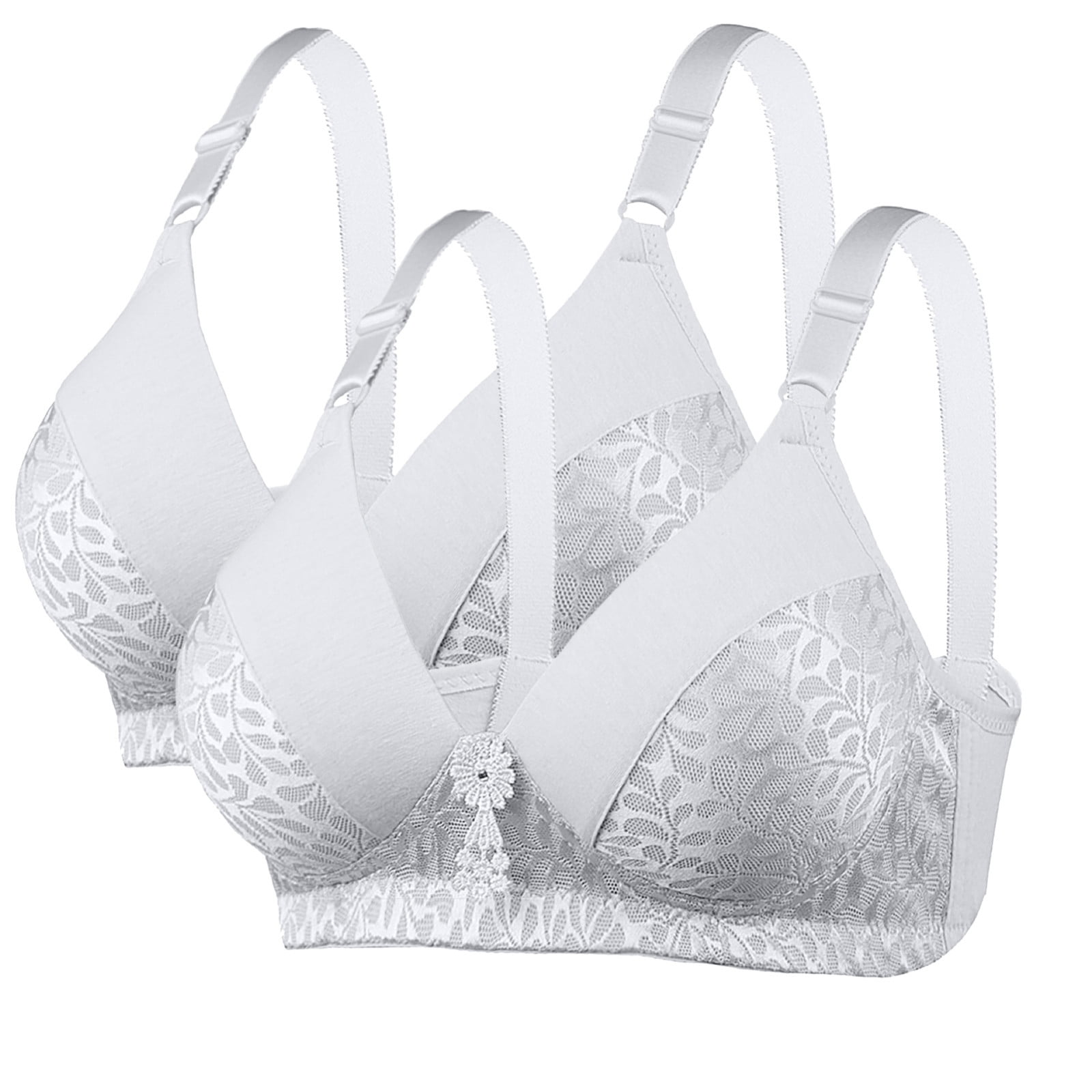 ALLLIST No Underwire Women's Bras Pack 2 Lace Bralette Solid White Soft ...