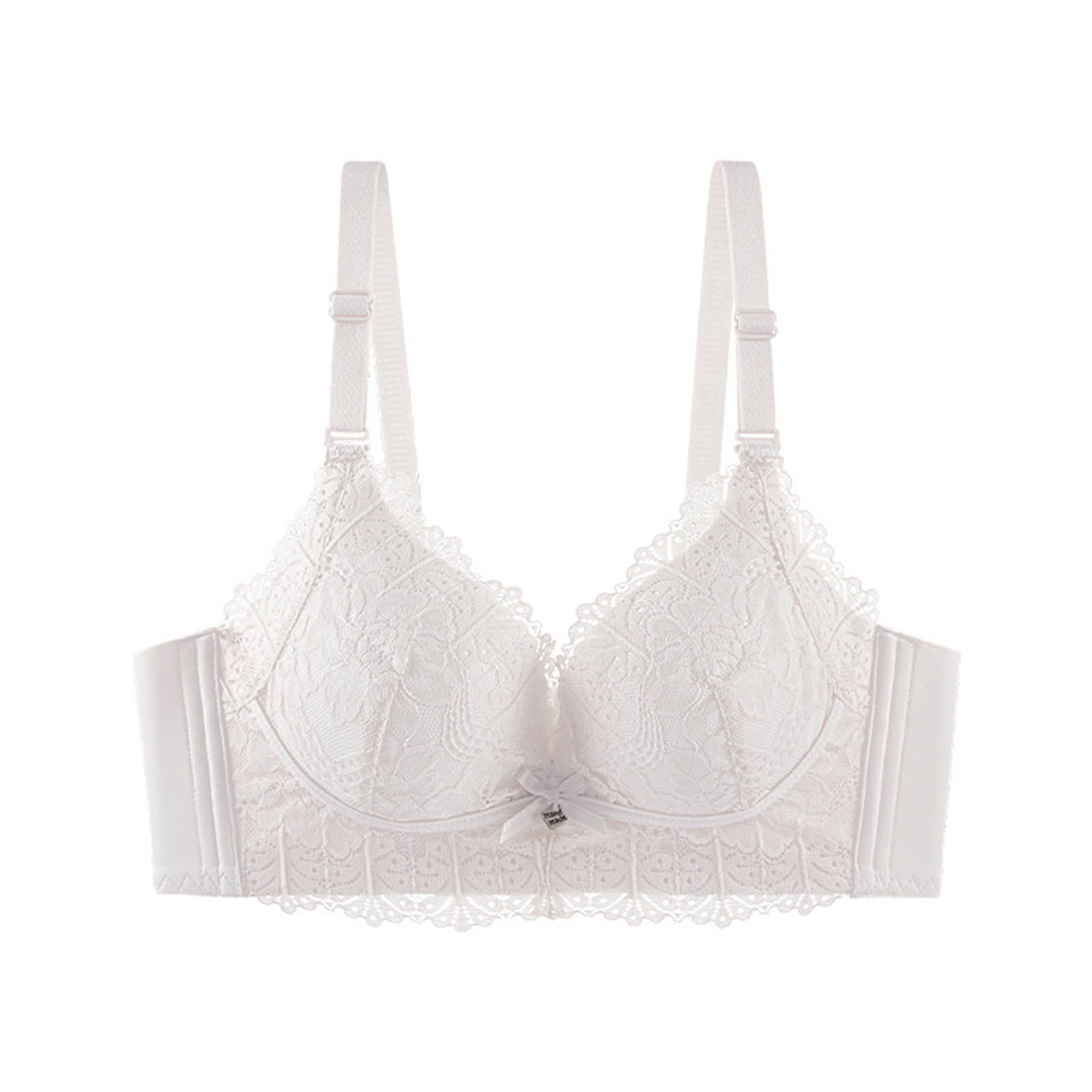 ALLLIST No Wire Bras for Women Push up White Bralette Breathable Lace Plain T-Shirt Ladie ...