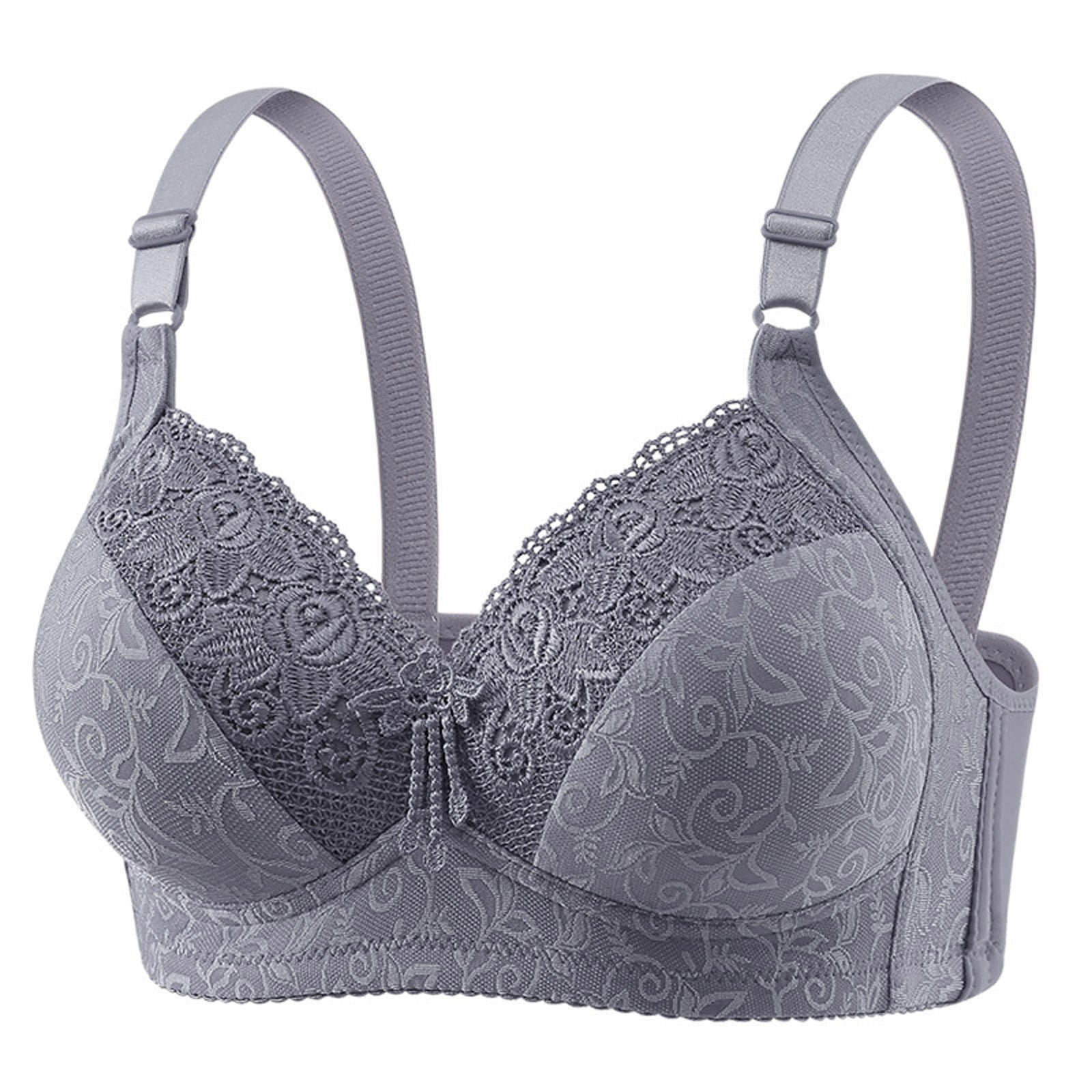 ALLLIST No Wire Women Bras Push up Full Coverage Bralette Lace Solid Gray Soft T-Shirt Women's ...