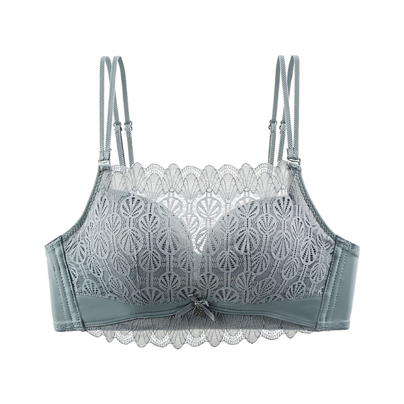 ALLLIST No Wire Women's Bras Push up Full Coverage Bralette Plain Gray Breathable Lace T-Shirt ...